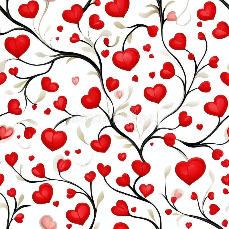Romantic Hearts Pattern on White Backdrop Decorative Design for ...