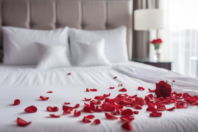 Romantic Hotel Room Prepared for Couple Stock Illustration ...