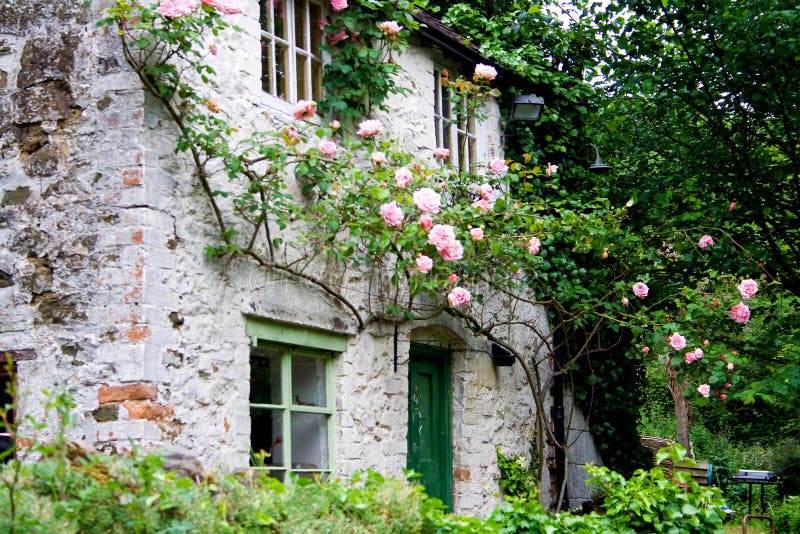 Romantic house with roses stock image. Image of roses - 5543867