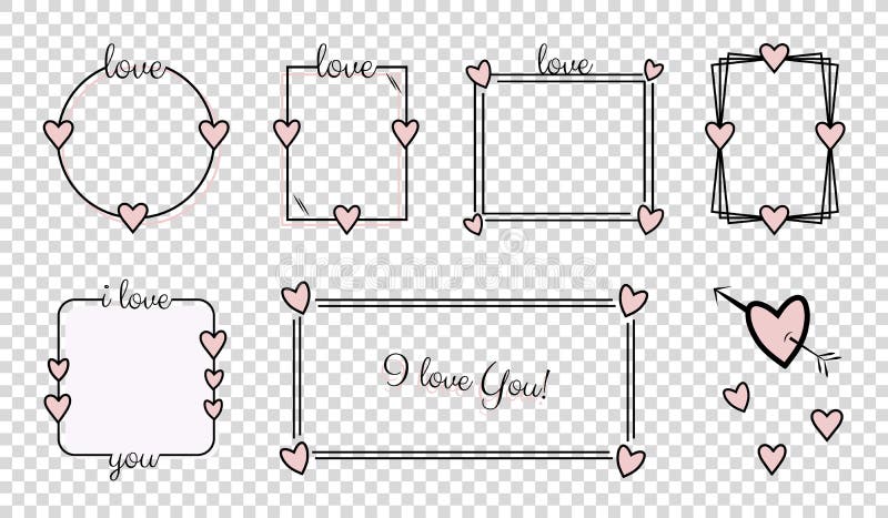 Romantic I Love You Frames Set with Hearts - Different Vector ...