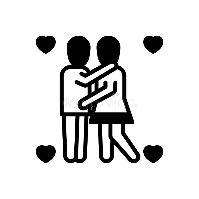 Black Solid Icon for Romantic, Amorous and Couple Stock Vector ...