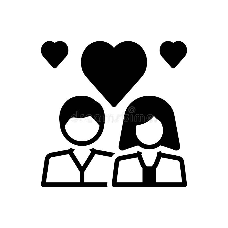 Black Solid Icon for Romantic, Couple and Heart Stock Vector ...