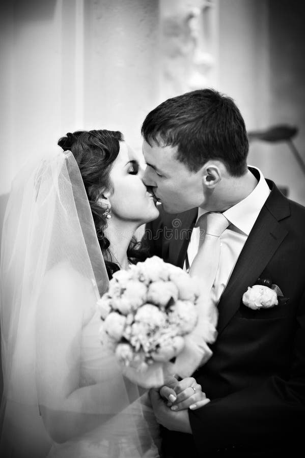 Romantic Kiss Bride and Groom Stock Photo - Image of beloved, kissing ...