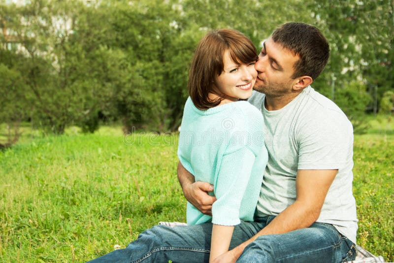 Romantic kissing couple stock photo. Image of relaxation - 27018238