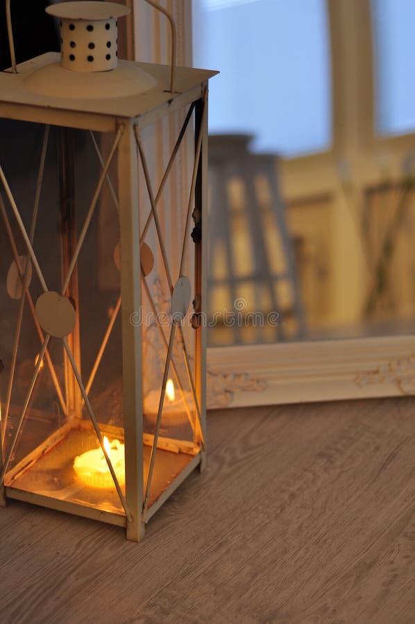 Romantic Lantern Reflection. Decorative Mirror Frame. Relaxing ...