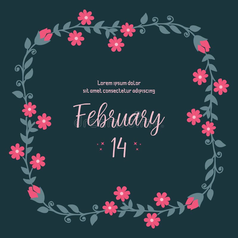 Romantic Leaf and Wreath Frame, for Beautiful 14 February Greeting Card ...