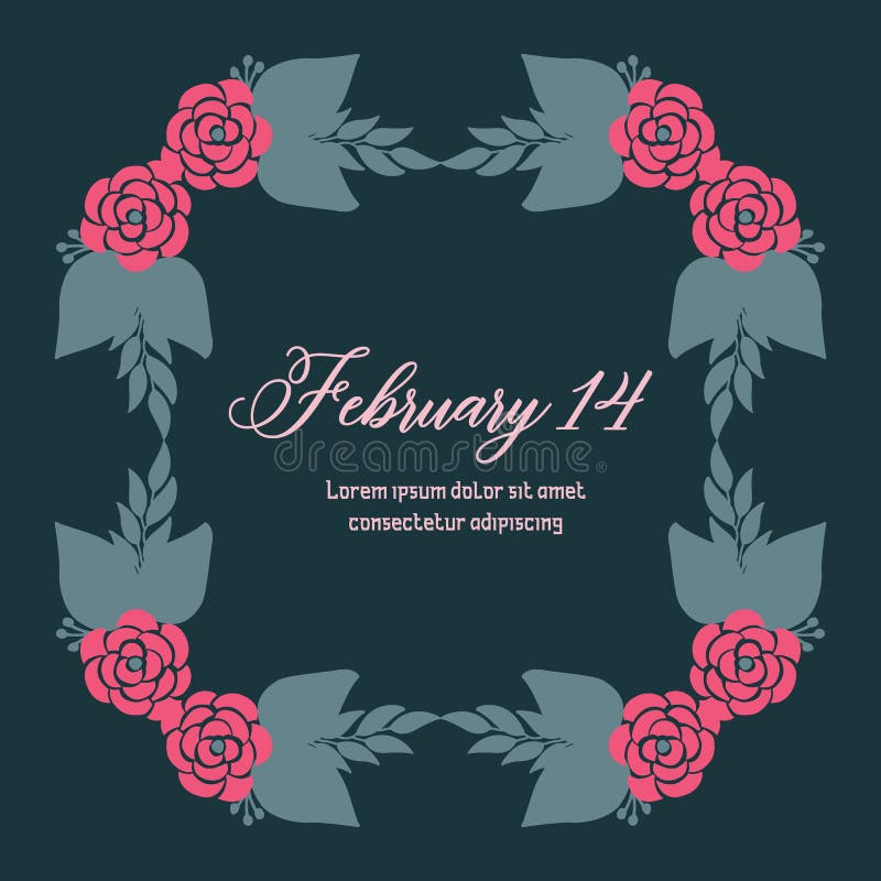 Romantic Leaf and Wreath Frame, for Beautiful 14 February Greeting Card ...