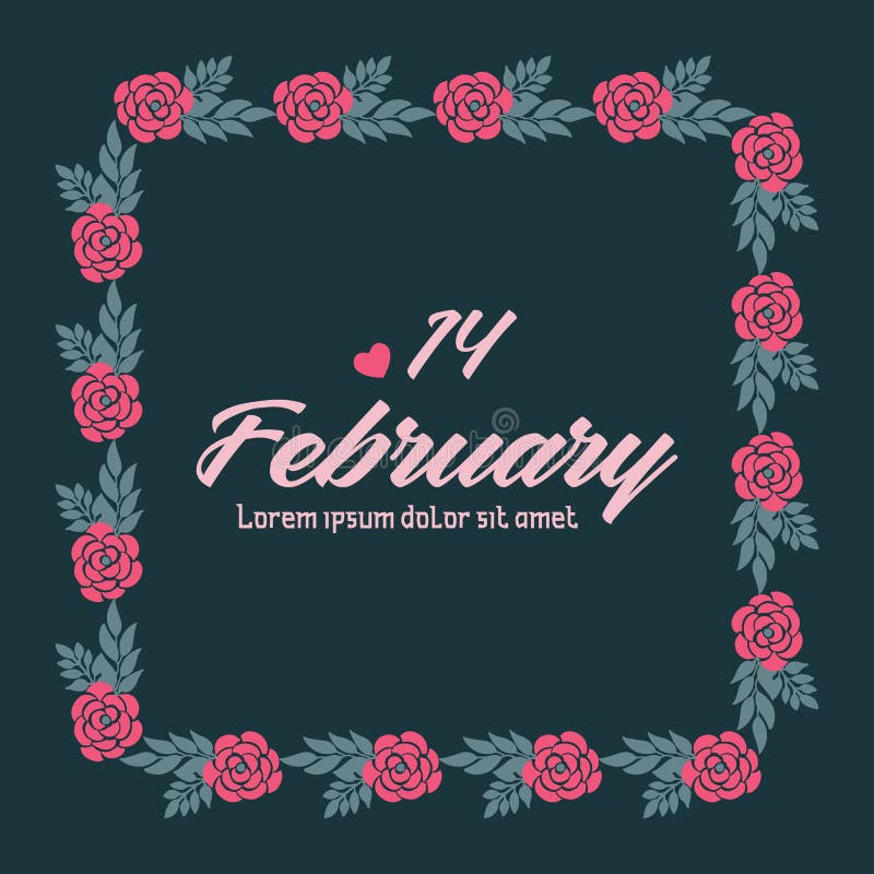 Romantic Leaf and Wreath Frame, for Beautiful 14 February Greeting Card ...