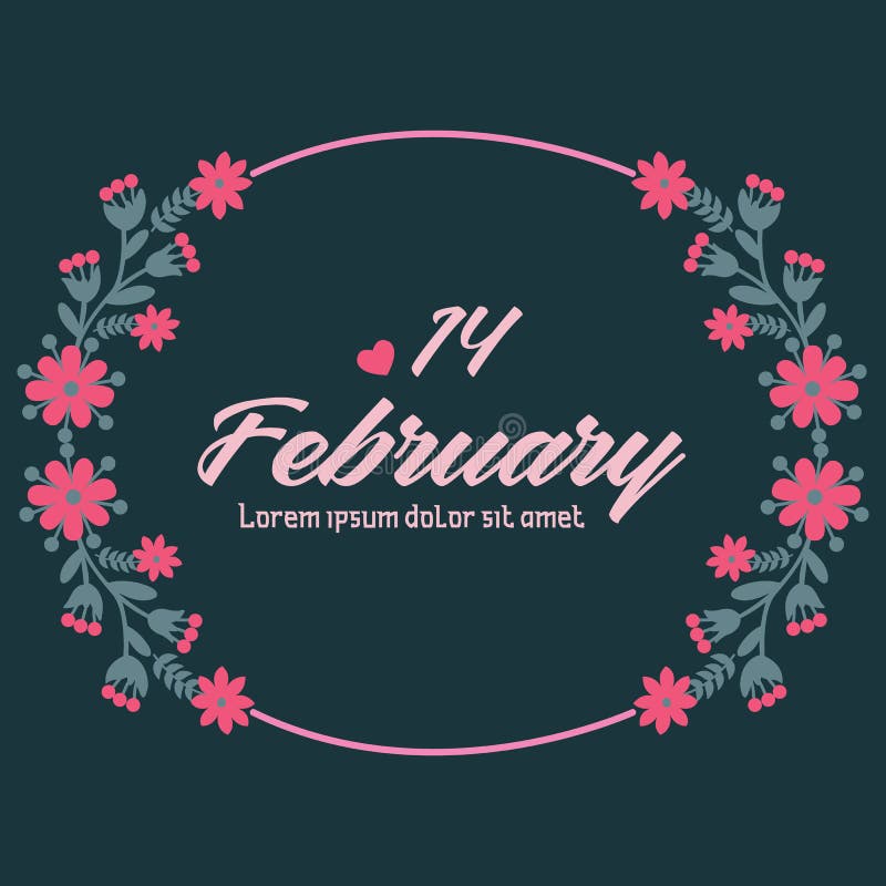 Romantic Leaf and Wreath Frame, for Elegant 14 February Greeting Card ...