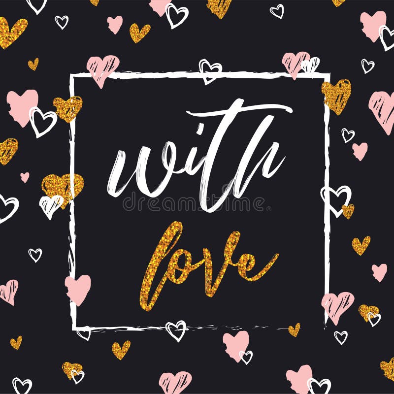 Romantic Lettering Card. Elegand and Glitter Calligraphy Postcard or ...