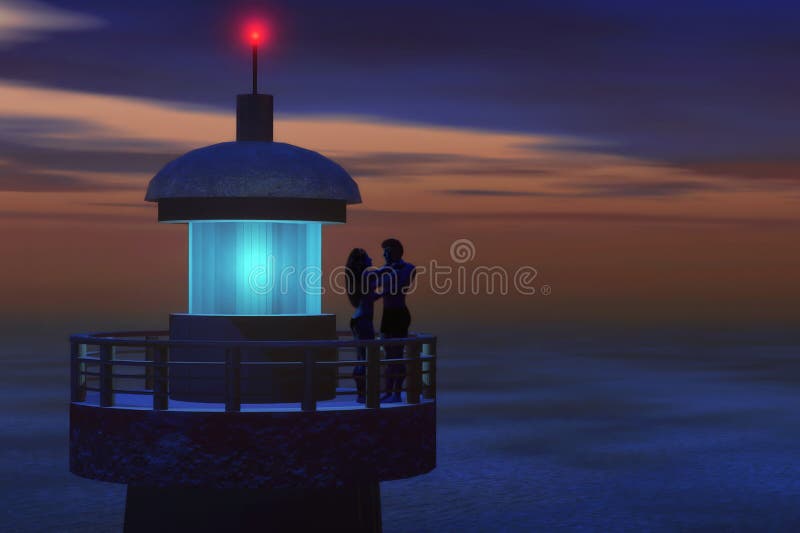 Romantic lighthouse stock illustration. Illustration of tenderness ...