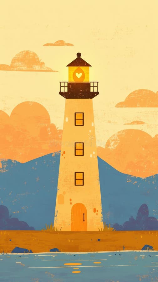 Romantic Lighthouse with Heart Shaped Light, Surrounded by Mountains ...