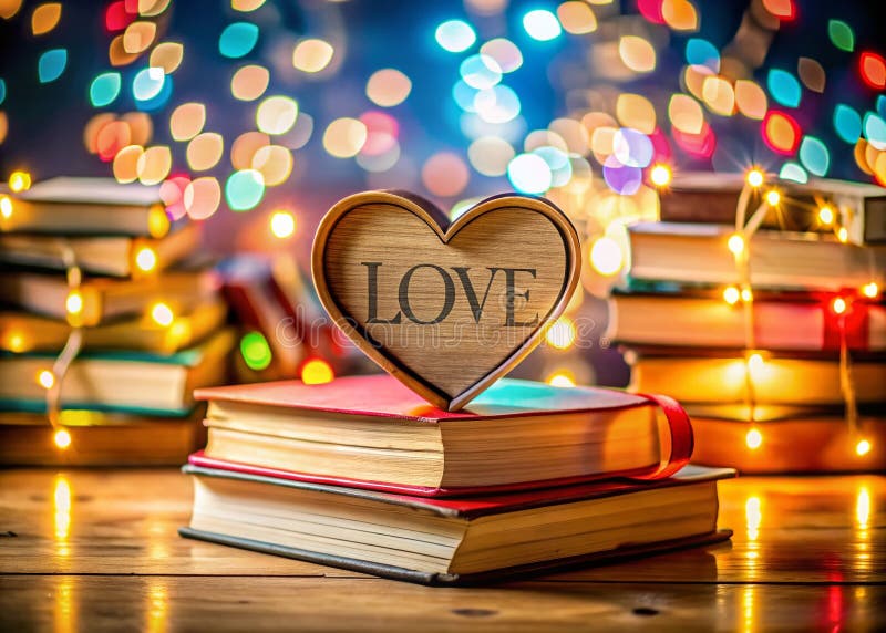Romantic Long Exposure Photography HeartShaped Decor and Colorful Books ...