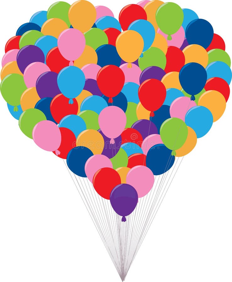 Romantic Love Balloons Heart.full Color. Stock Illustration ...