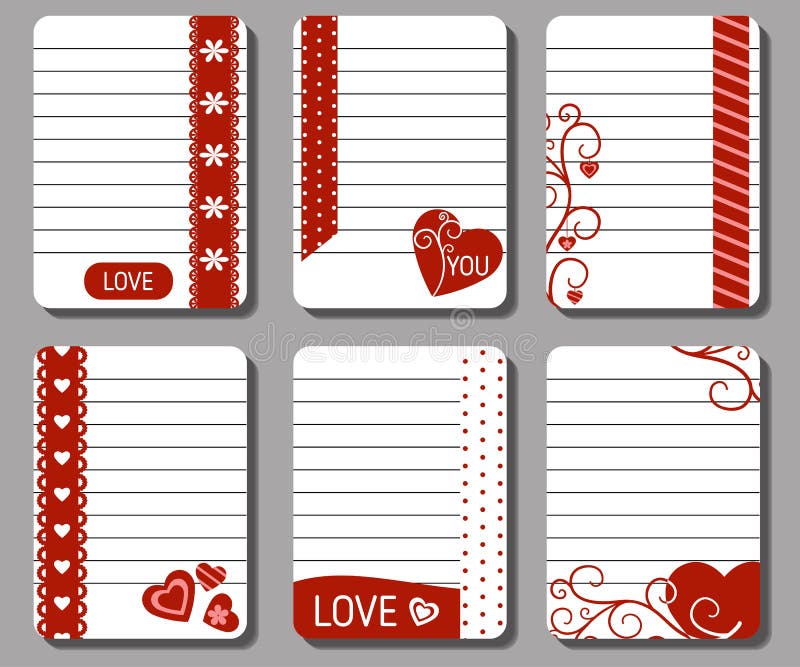 Romantic and Love Cards, Notes, Stickers, Labels, Tags. Stock Vector ...