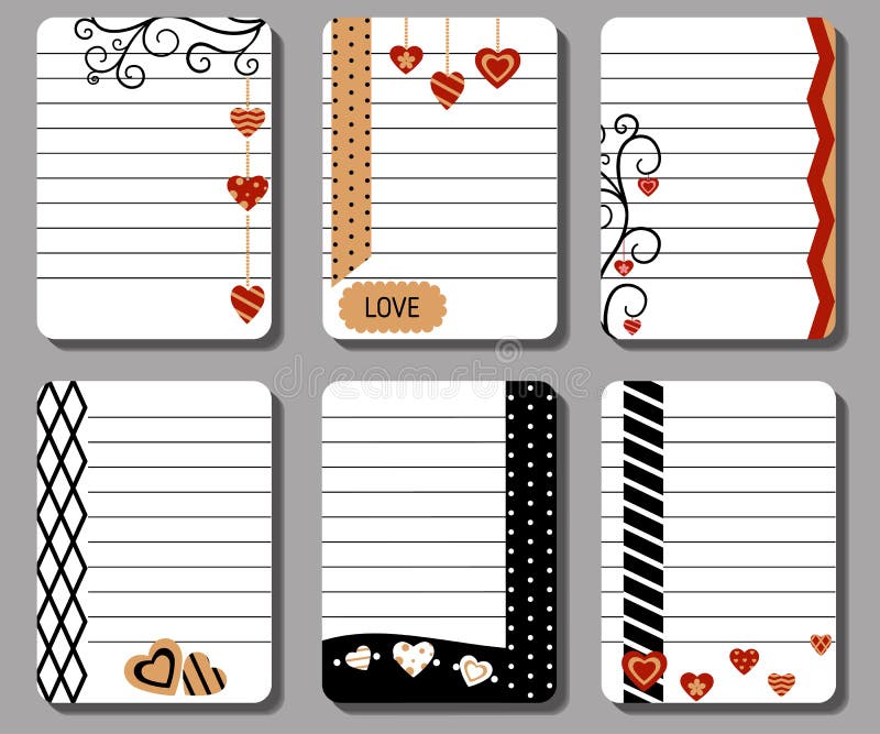 Romantic and Love Cards, Notes, Stickers, Labels, Tags. Stock Vector ...