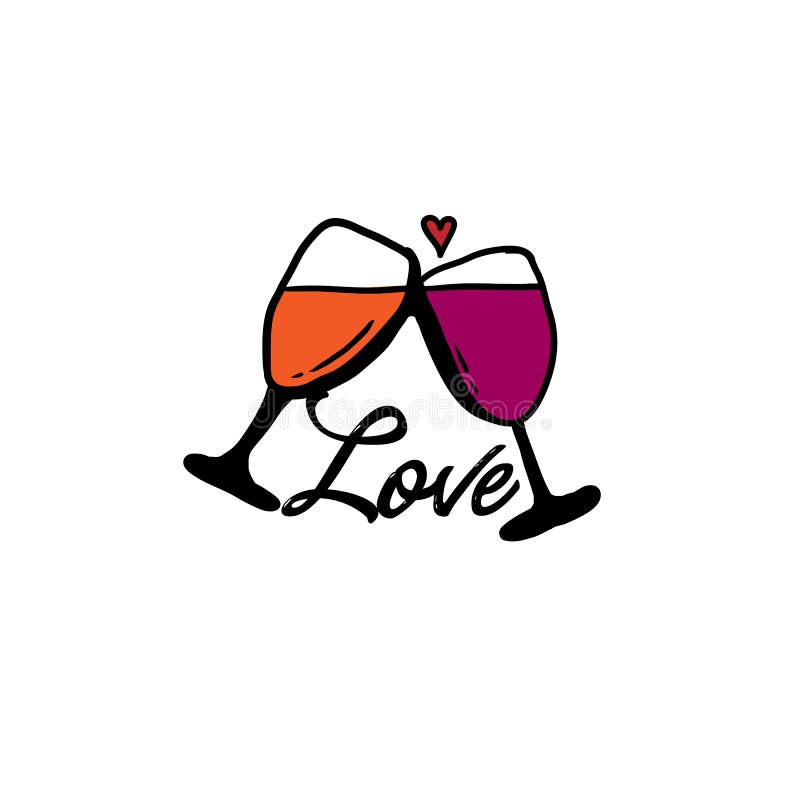 Romantic Love Glass Couple Logo Design Stock Vector - Illustration of ...
