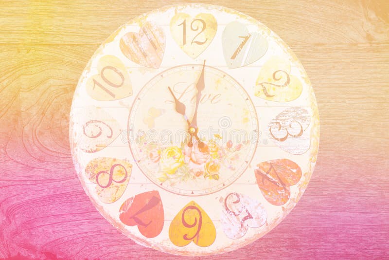 Romantic Love Style Wood Clock Stock Image - Image of vintage, light ...