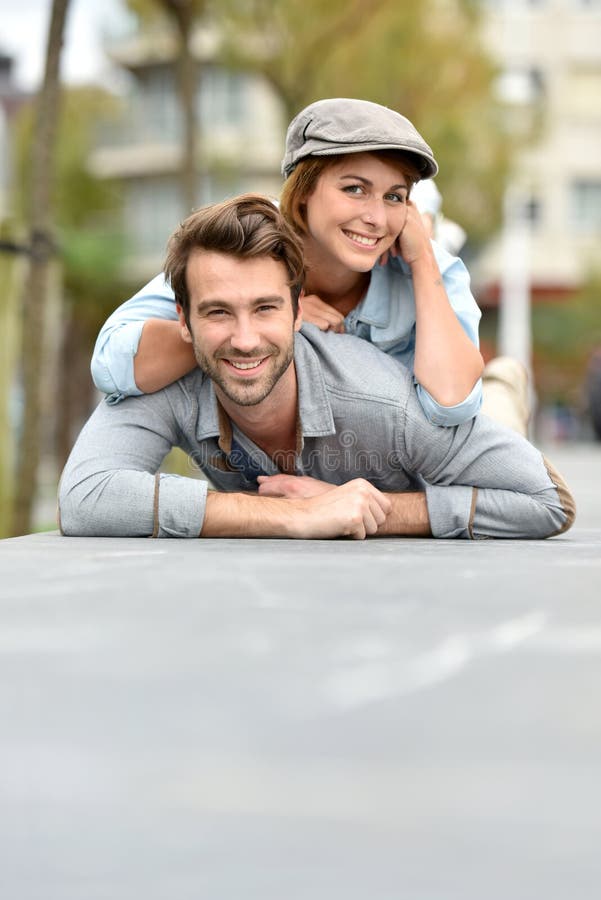 Romantic Loving Couple Having Fun in Town Stock Photo - Image of girl ...