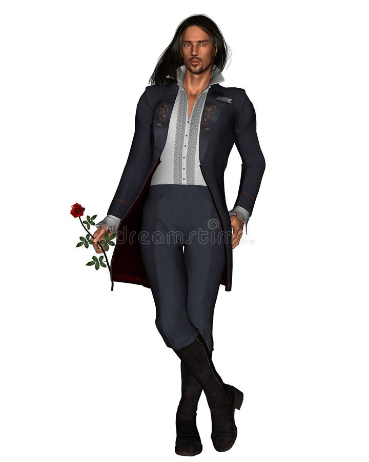 Romantic man with rose - 1 stock illustration. Illustration of male ...