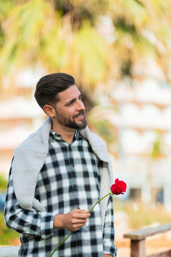 A romantic man with a rose stock photo. Image of cheers - 165404720