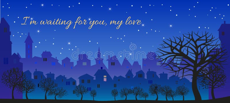 Romantic Message, I M Waiting for You, My Love. Stock Vector ...