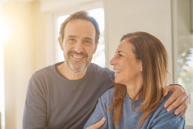 Romantic Middle Age Couple in Love at Home Stock Photo - Image of house ...