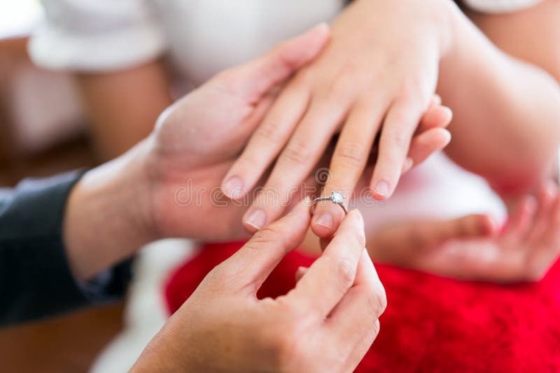 A Romantic Moment of a Couple Exchanging a Ring, Symbolizing Love and ...