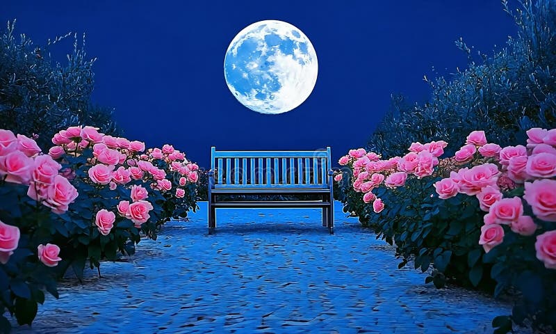 Romantic Moonlight Garden Path Stock Video - Video of tranquil, dark ...