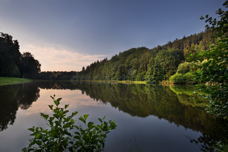 Romantic Morning at the Pond Stock Photo - Image of surface, nature ...