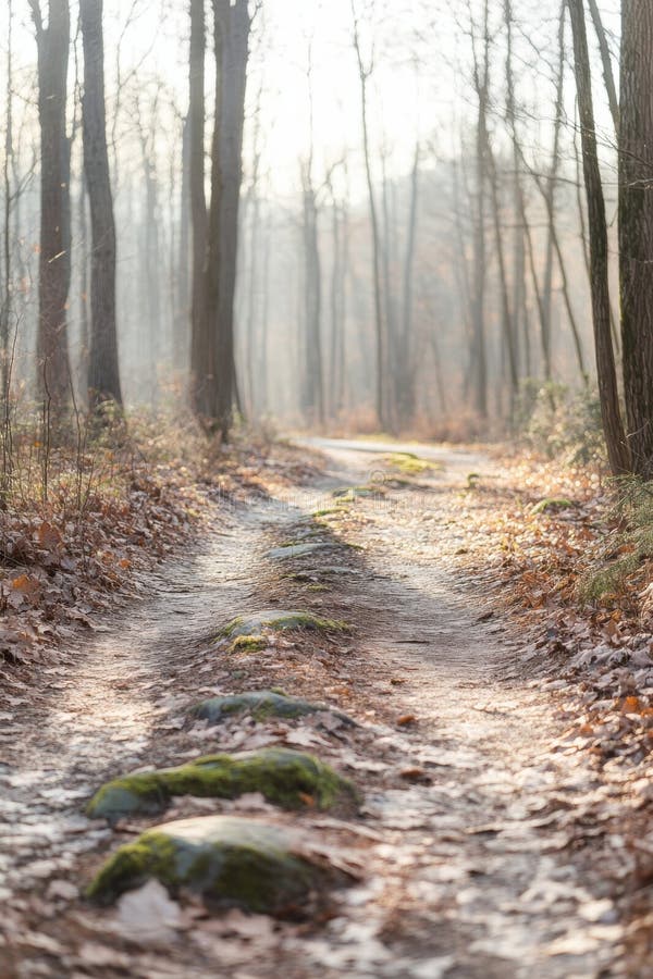 Romantic Nature Walk Along a Peaceful Forest Path Hinting at Springs ...