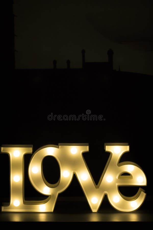 Romantic Neon Love Sign at Night Stock Image - Image of color, romance ...