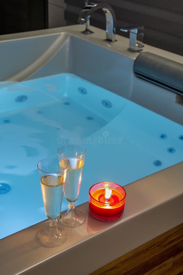 Romantic night in bath tub stock image. Image of bubble - 216026737