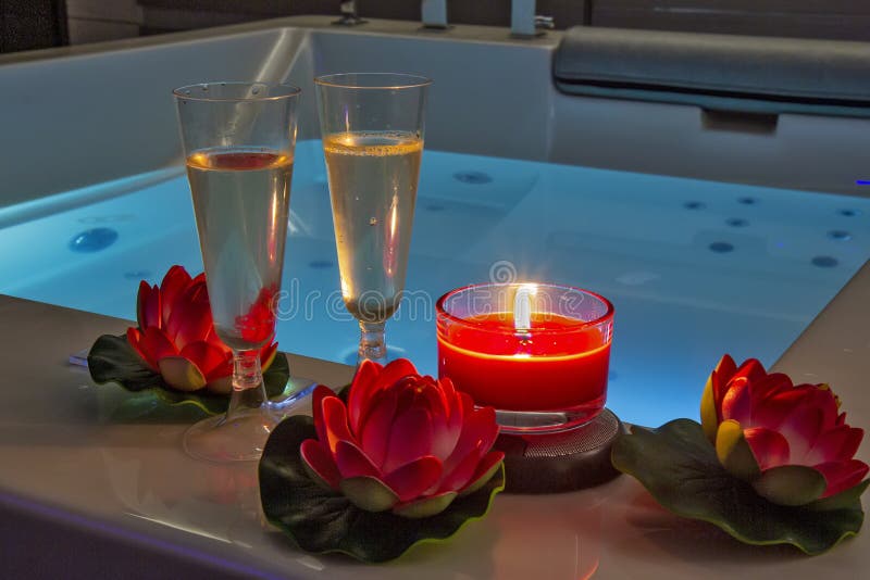 Romantic night in bath tub stock photo. Image of enjoy - 216026834