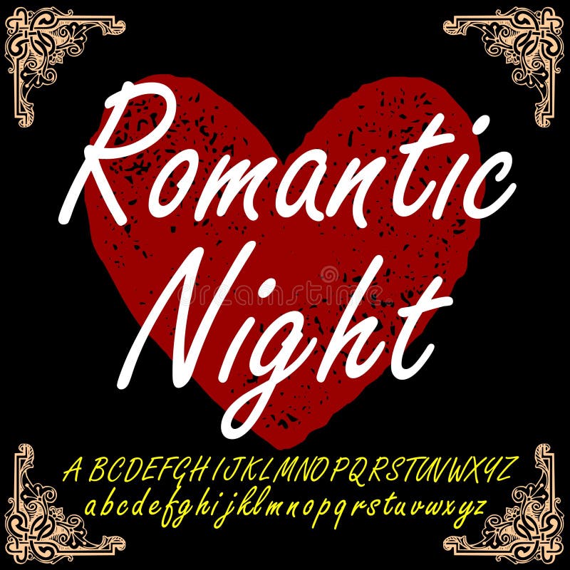 Romantic Night Typeface Font Script Stock Vector - Illustration of ...