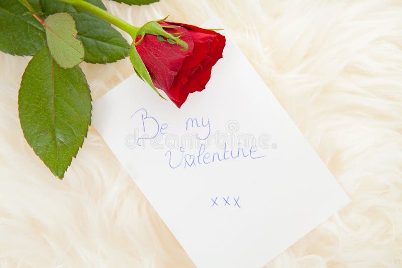 Romantic Note with Red Rose Stock Photo - Image of fragility, romance ...