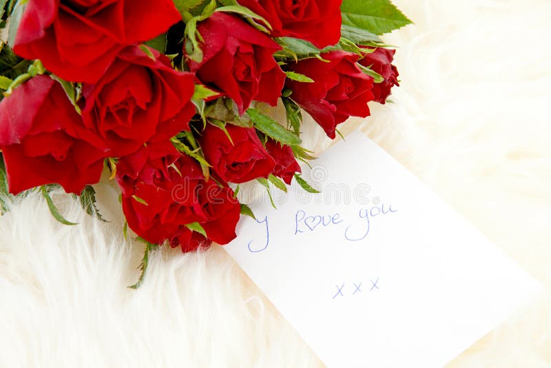 Romantic Note with Red Roses Stock Image - Image of romance, soft: 18328001