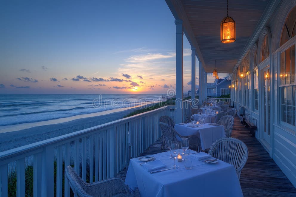 A Romantic Oceanfront Dining Setup, Elegant and Serene, Restaurant ...