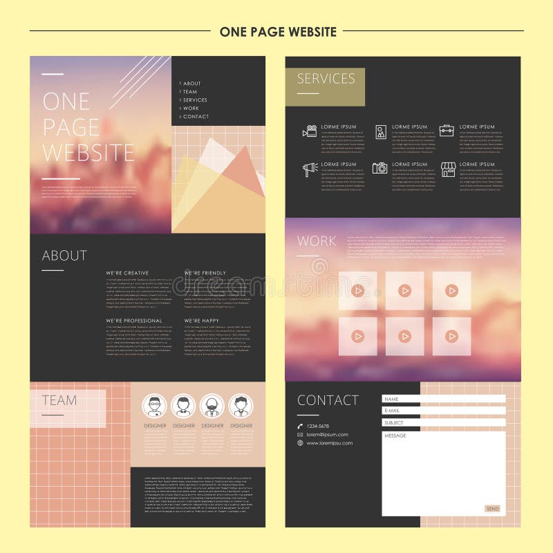 Romantic One Page Website Template Design Stock Vector - Illustration ...