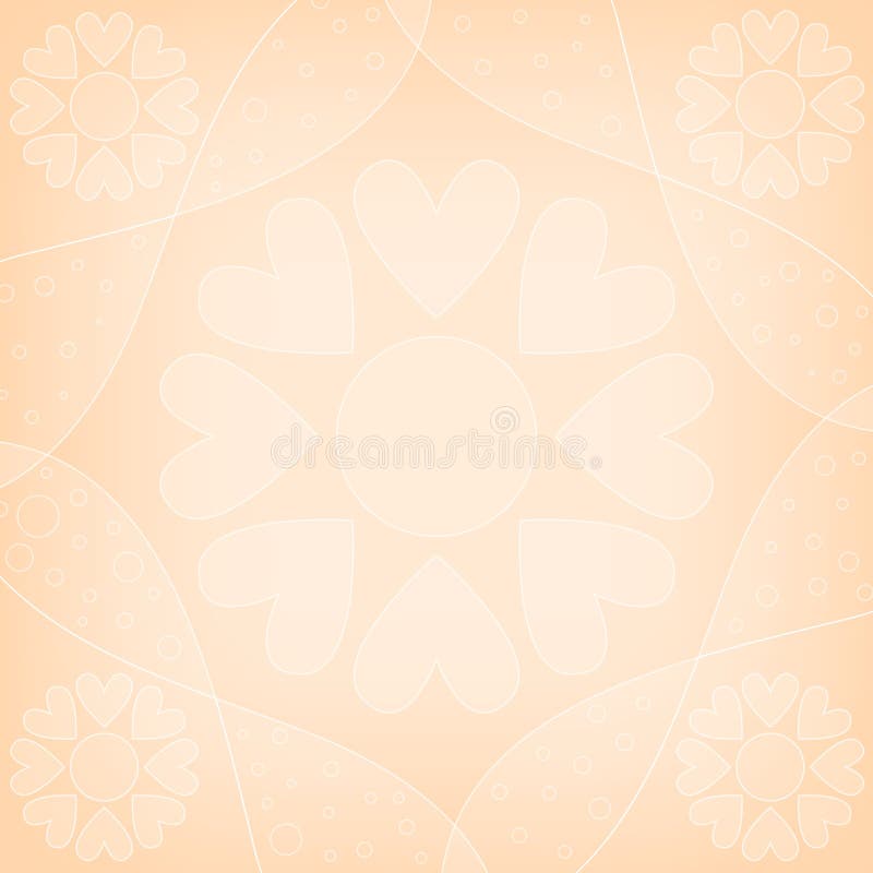 Romantic Orange Pastel Background with Hearts Stock Illustration ...