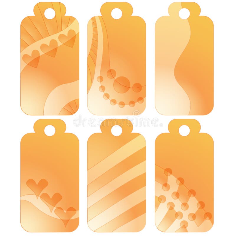 Romantic Orange Tags or Labels with Hearts Stock Illustration ...