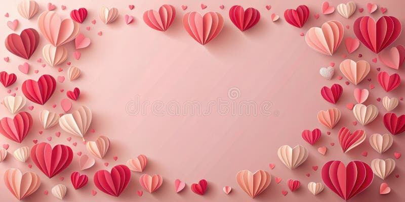 Romantic Paper Hearts Frame Design for Valentine S Day. Generative AI ...
