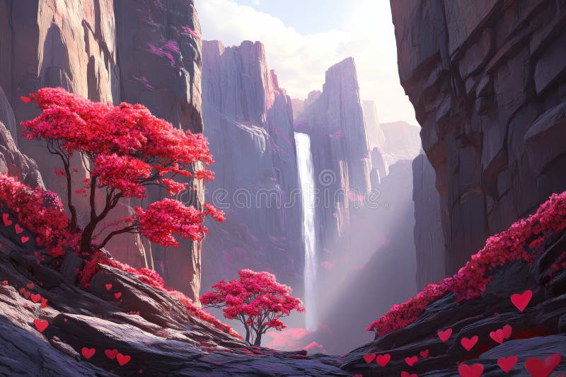 A Romantic Path Winds Its Way To Heart-shaped Trees in a Whimsical ...