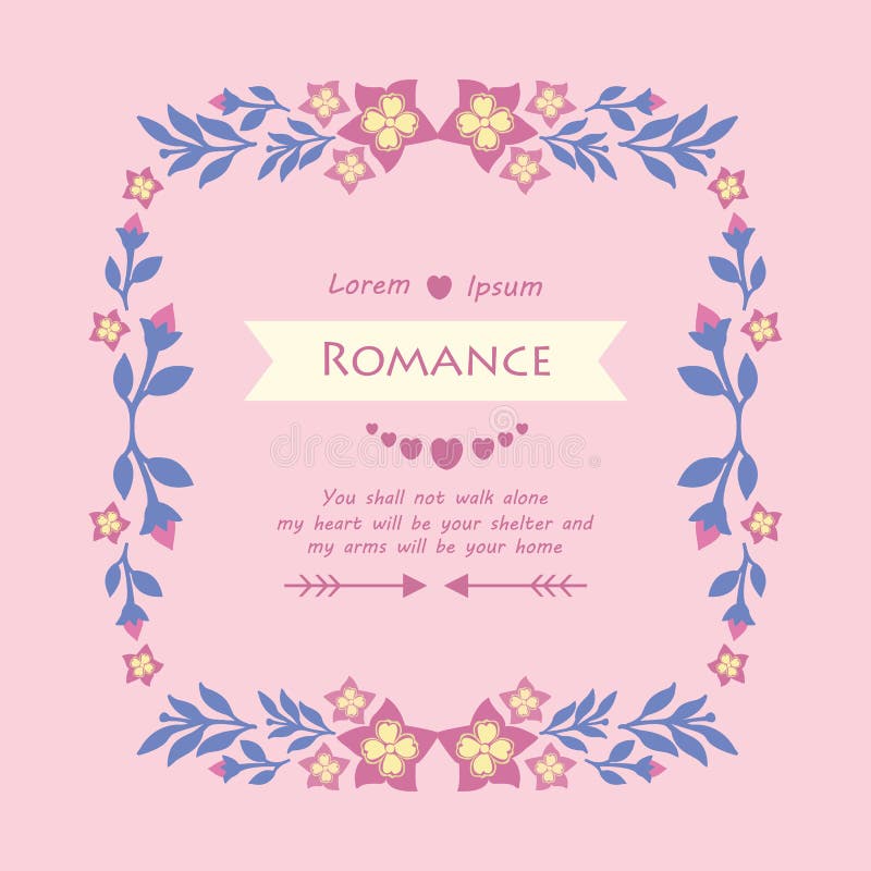 Romantic Pattern Pink Flower Frame, for Elegant Romance Invitation Card ...