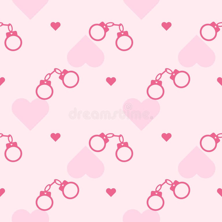 Romantic Pattern with a Pink Handcuffs Stock Vector - Illustration of ...