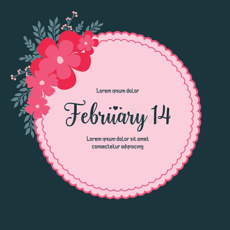 Romantic Pattern Red Flower Frame, for Simple 14 February Greeting Card ...