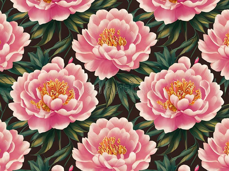 Romantic Peony Flower Pattern with Soft Colors Stock Illustration ...
