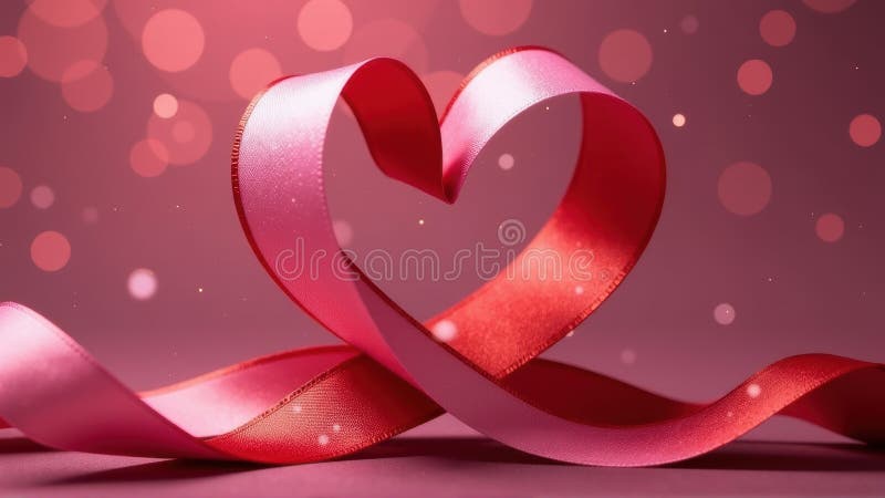 Romantic Pink and Red Ribbon Heart Shape Stock Illustration ...