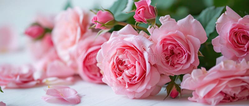 Romantic Pink Roses on a White Background Stock Illustration ...