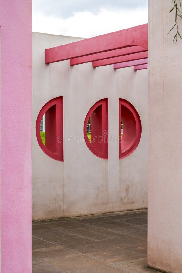 Romantic Pink Wall Garden Landscape Stock Image - Image of texture ...